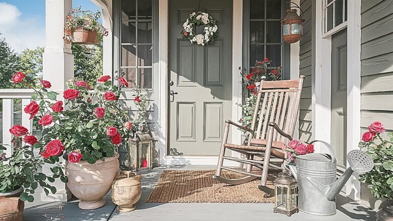 Designing a Rustic Farmhouse Porch with Beautiful Roses ...