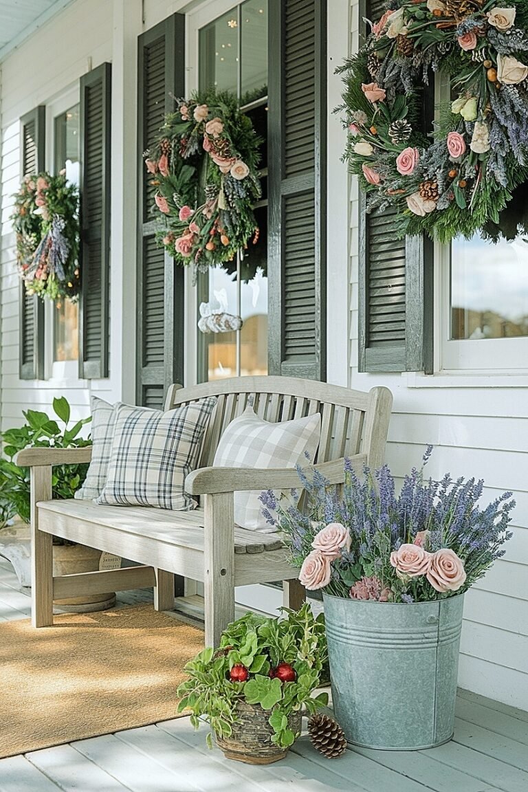 Rustic Christmas Porch Styling with Roses and Lavender ...