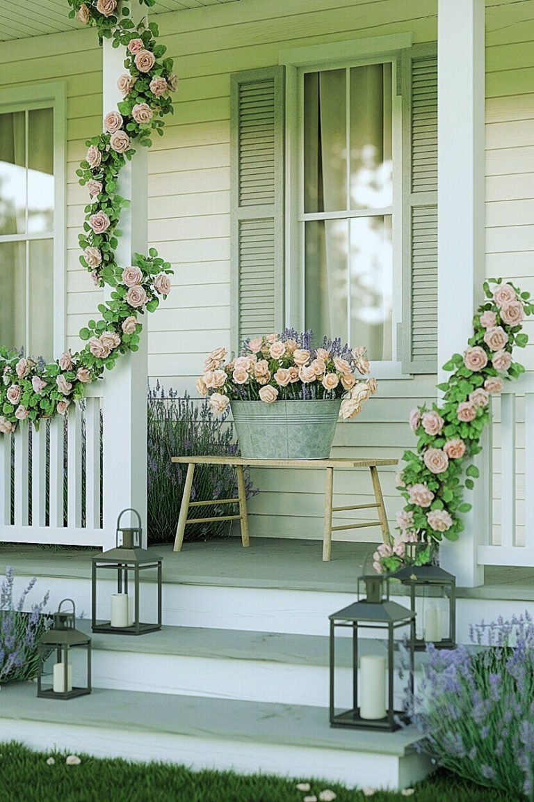 Rustic Christmas Porch Styling with Roses and Lavender ...