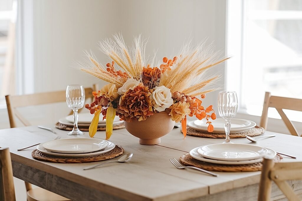 How to Use Dried Grains in Fall Flower Centerpieces - homeflowerdesign.com
